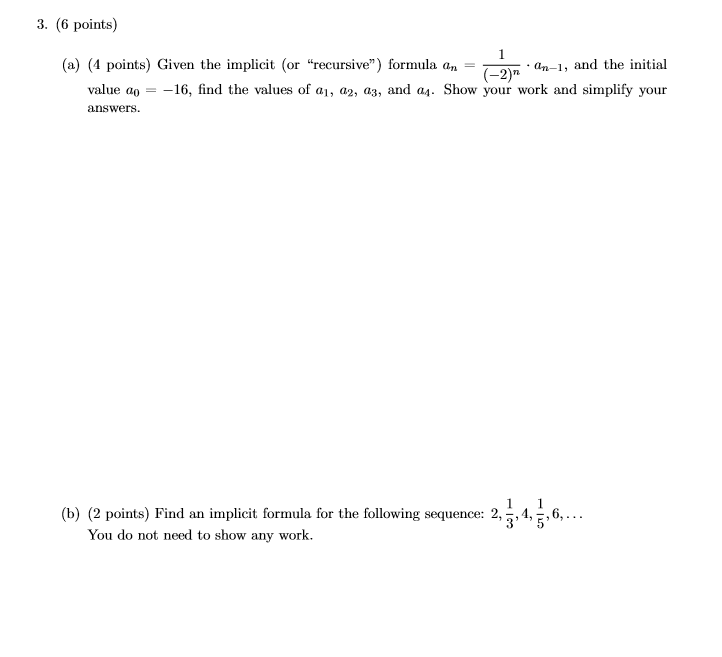 Solved 3. (6 points) (a) (4 points) Given the implicit (or | Chegg.com