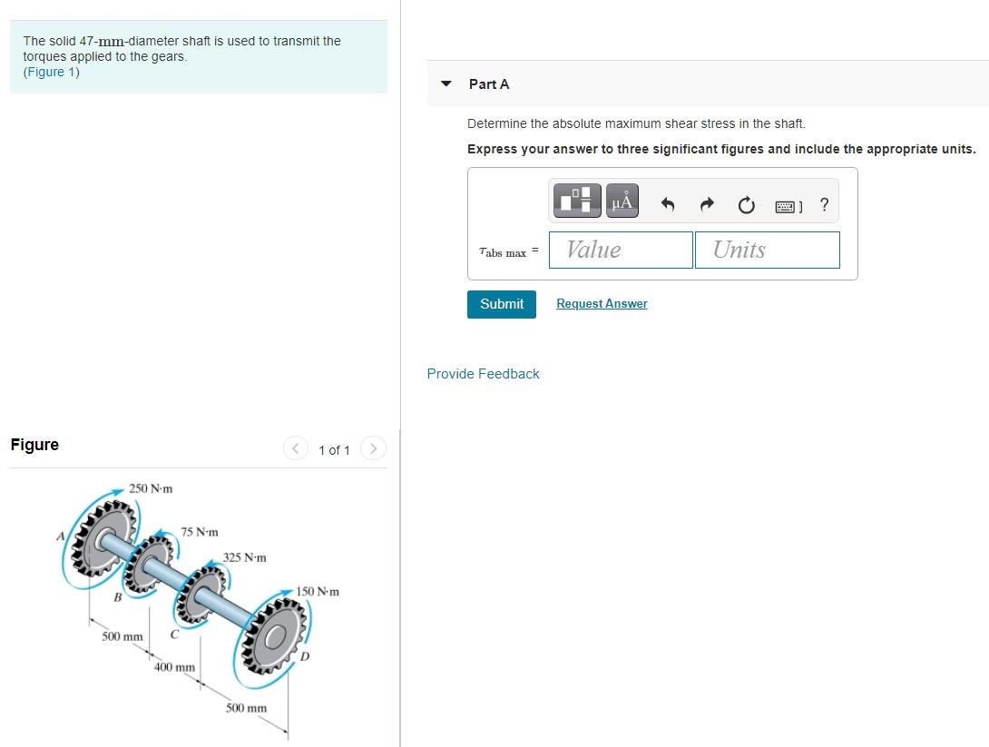 Solved The solid 47-mm-diameter shaft is used to transmit | Chegg.com