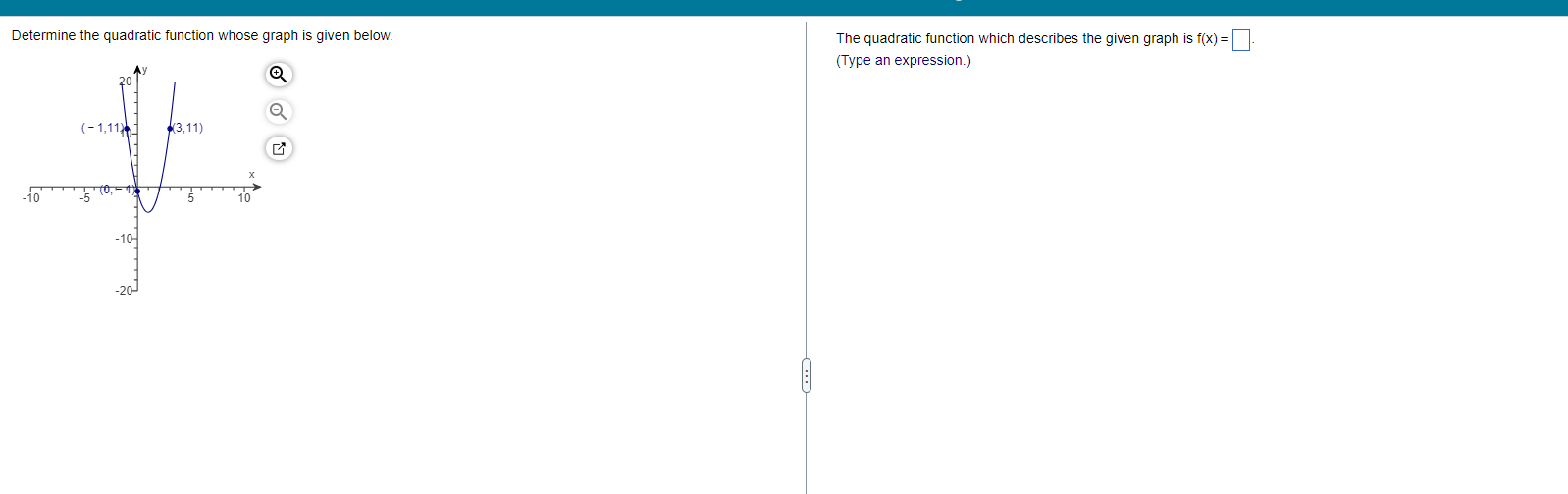 Solved Determine the quadratic function whose graph is given | Chegg.com