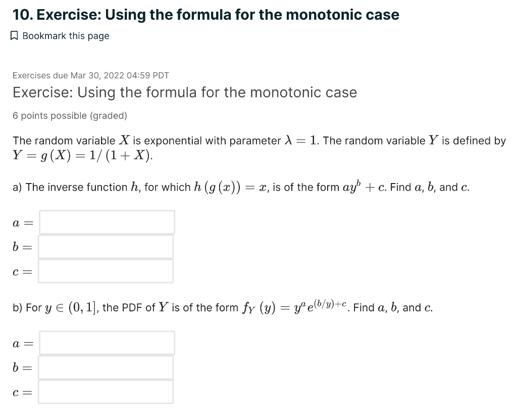 Solved 10. Exercise: Using the formula for the monotonic | Chegg.com