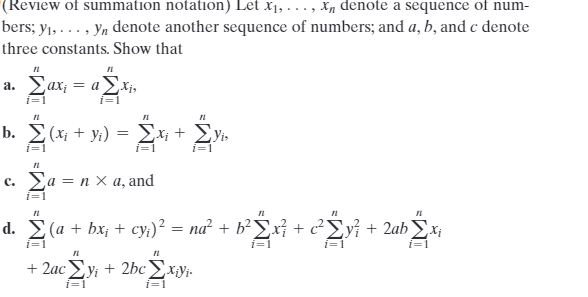 Solved (Review of summation notation) Let x1,…,xn denote a | Chegg.com