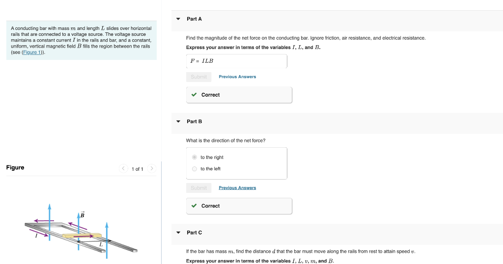 Solved A conducting bar with mass m and length L slides over | Chegg.com