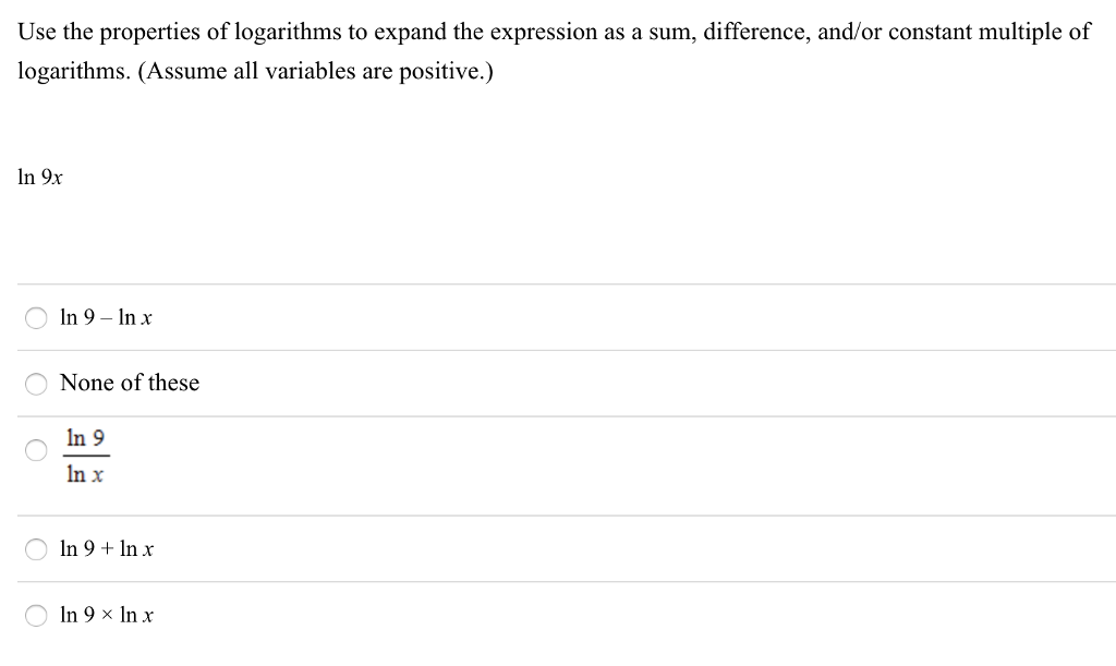 Solved Use the properties of logarithms to expand the | Chegg.com