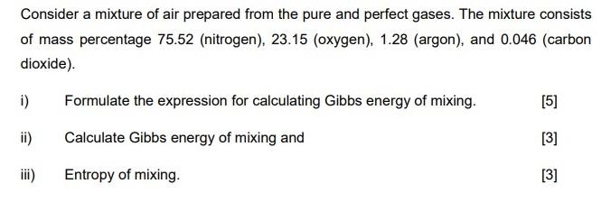 Solved Consider a mixture of air prepared from the pure and | Chegg.com