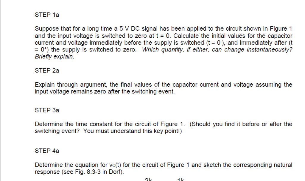 Solved STEP 1a Suppose that for a long time a 5 V DC signal | Chegg.com