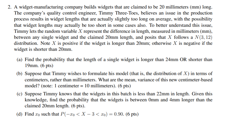 Solved 2. A widget-manufacturing company builds widgets that | Chegg.com