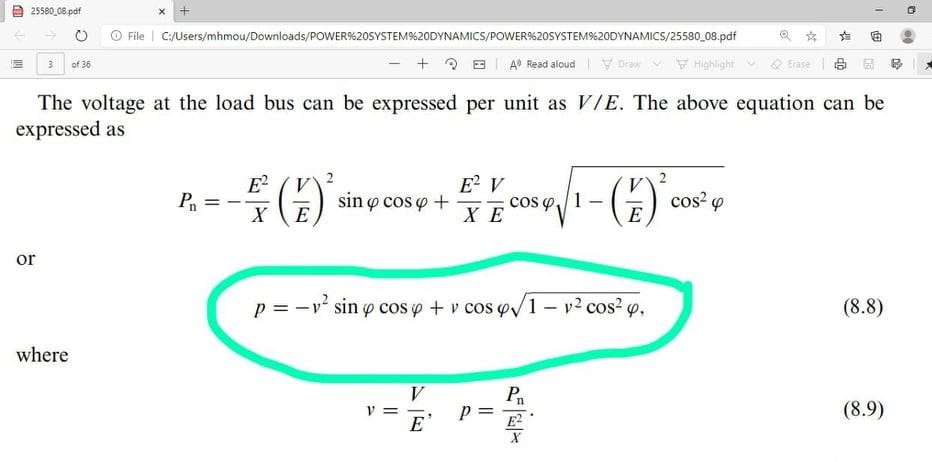 Solved Apply the "Per unit voltage power equation"(E98.8 on | Chegg.com