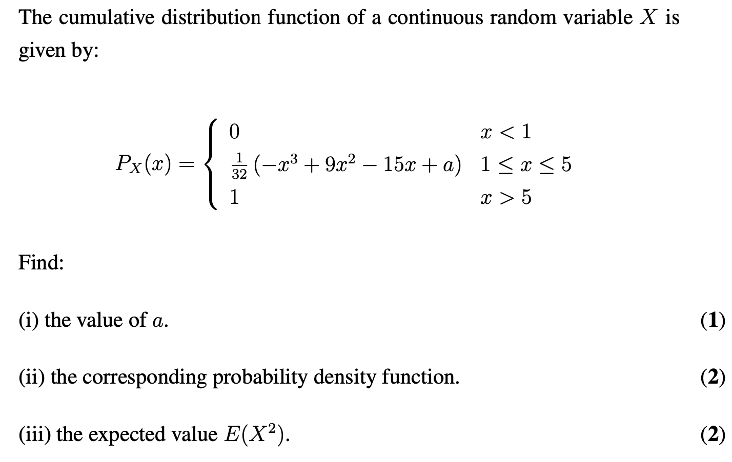 Solved The cumulative distribution function of a continuous | Chegg.com