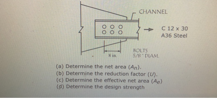 Solved CHANNEL C 12 x 30 A36 Steel BOLTS 8 in.5/8 DIAM (a) | Chegg.com