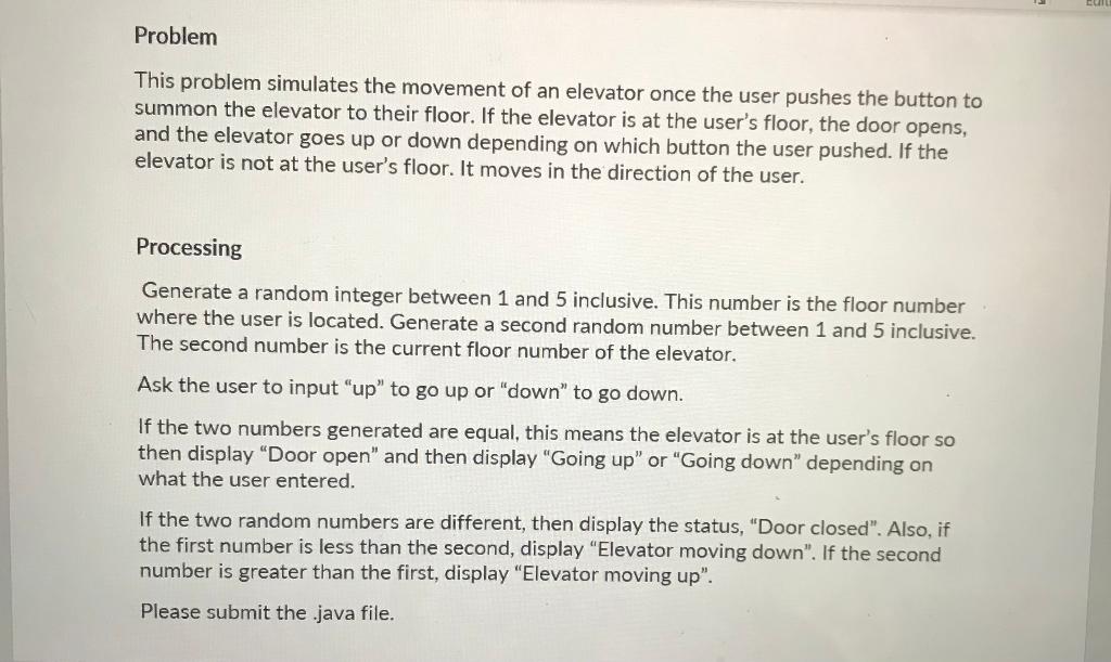 Solved Problem This problem simulates the movement of an | Chegg.com