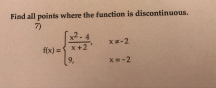 Solved Find all points where the function is discontinuous. | Chegg.com