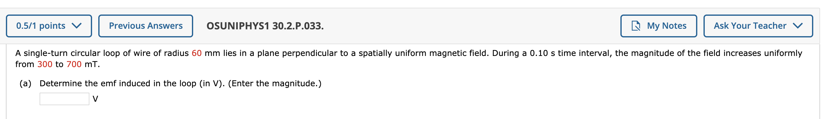 Solved A single-turn circular loop of wire of radius 60 | Chegg.com