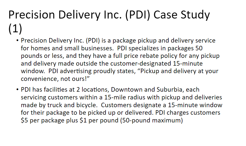 Precision Delivery Inc. (PDI) Case Study (1) • | Chegg.com
