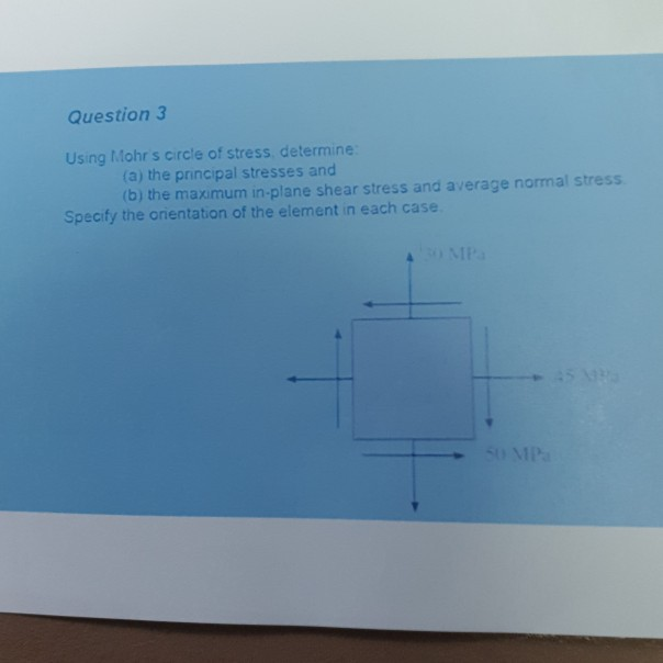 Solved Question 3 Using Mohrs circle of stress, determine | Chegg.com