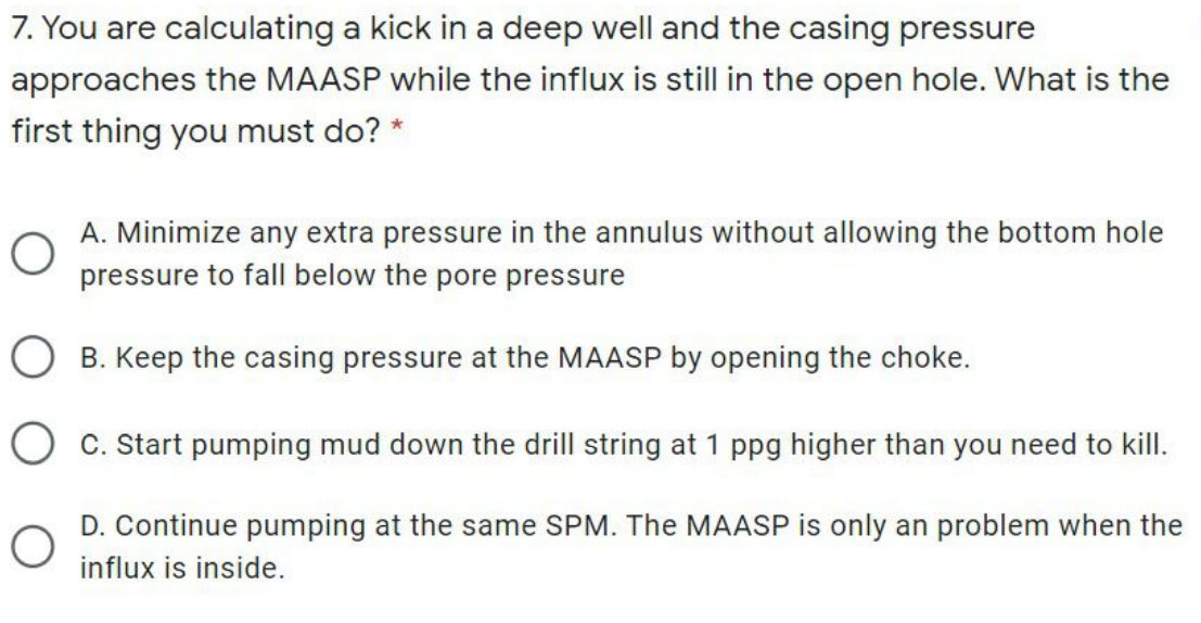 Solved 7. You are calculating a kick in a deep well and the | Chegg.com