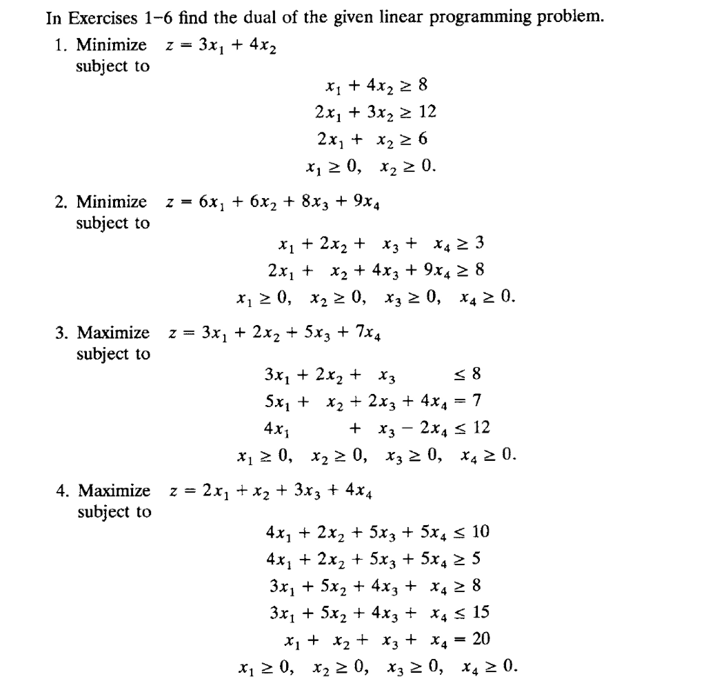 Solved In Exercises 1-6 find the dual of the given linear | Chegg.com