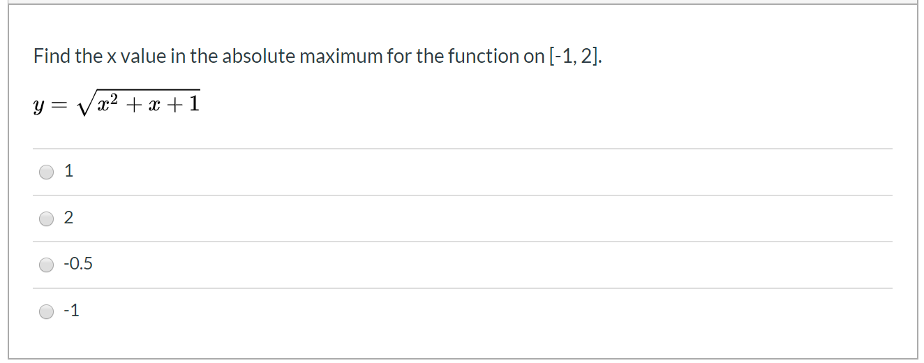 Solved Find the x value in the absolute maximum for the | Chegg.com