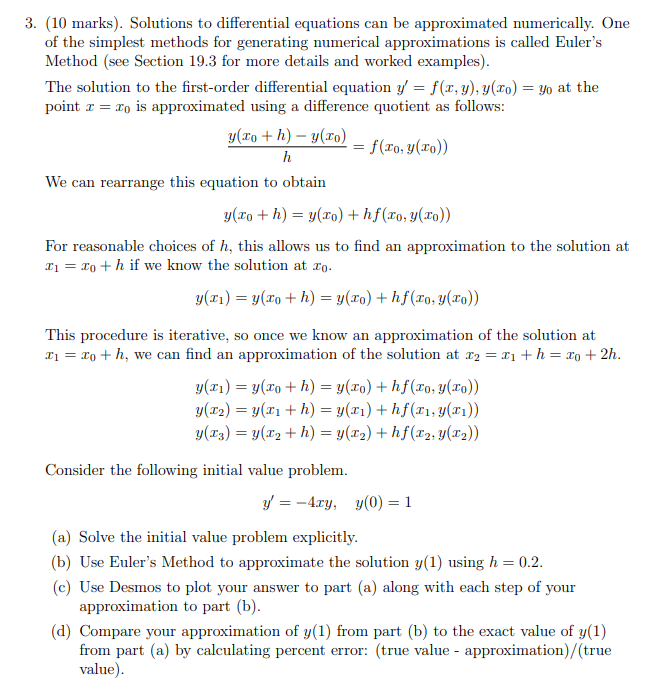 Solved 3. (10 marks). Solutions to differential equations | Chegg.com