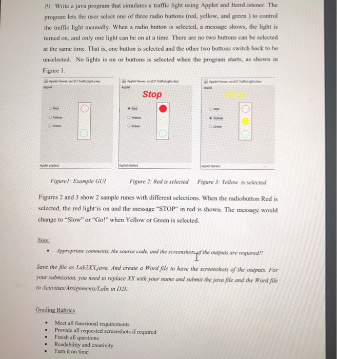 PI: Write a java program that simulates a traffic | Chegg.com