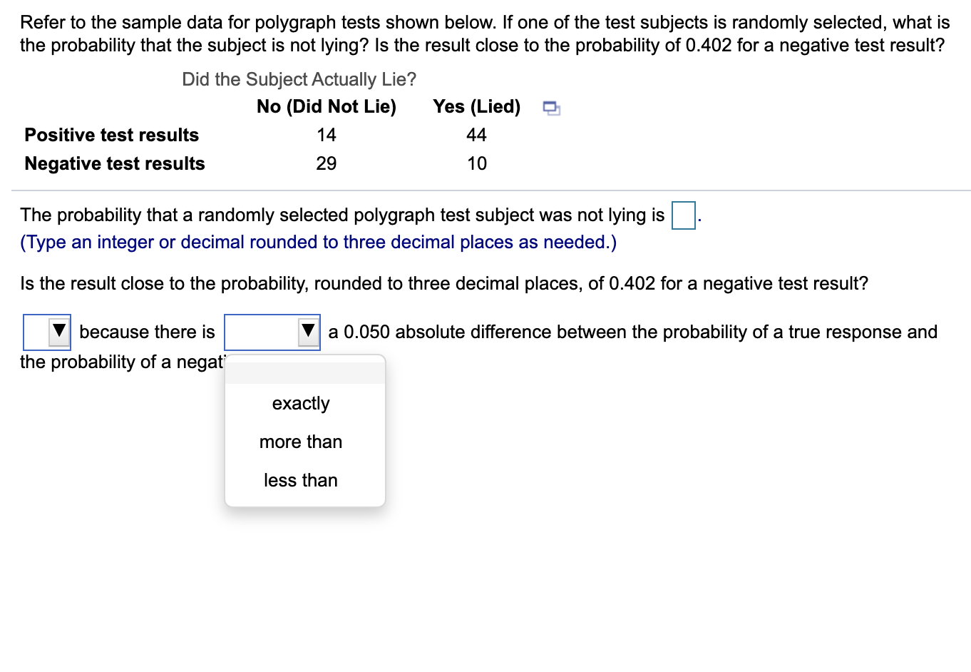 Solved Refer to the sample data for polygraph tests shown | Chegg.com