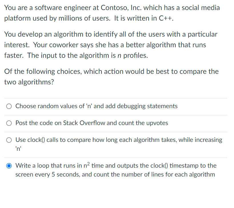 Solved You Are A Software Engineer At Contoso Inc Which 