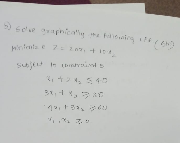 Solved b) ﻿Solve graphically the following LPP. (5m) | Chegg.com