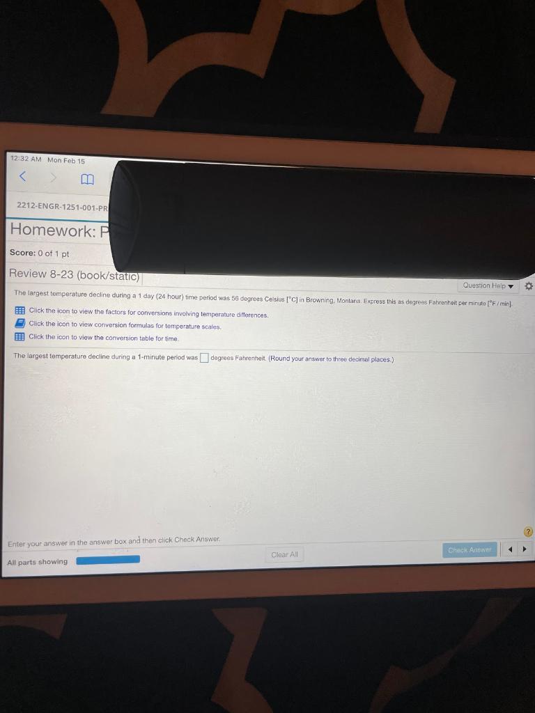 Solved 12:32 AM Mon Feb 15 2212-ENGR-1251-001-PR Homework: | Chegg.com