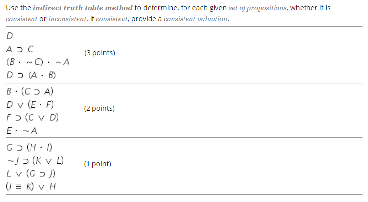 Solved Use theindirect truth table method to determine | Chegg.com
