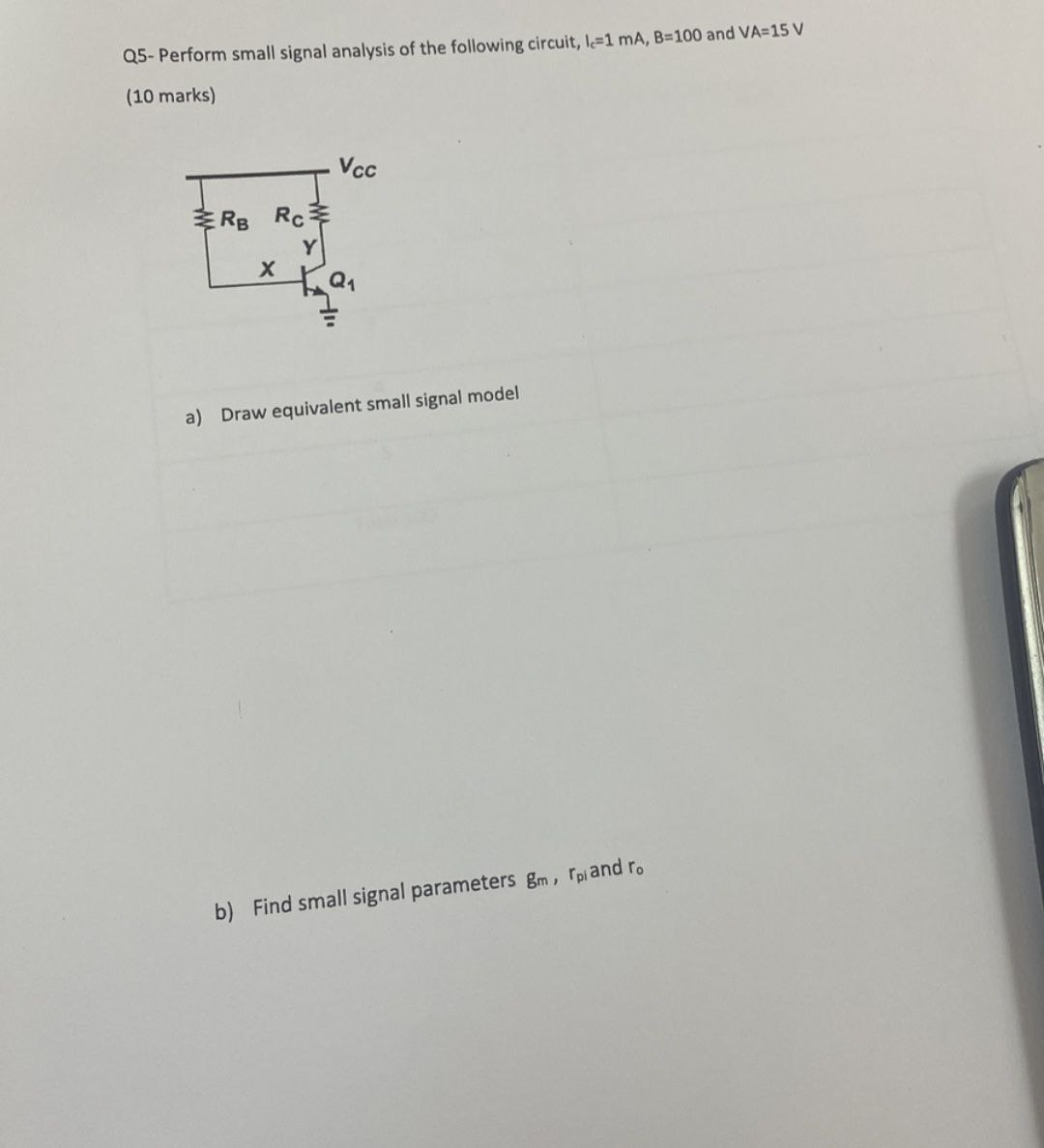 Q5- Perform small signal analysis of the following | Chegg.com