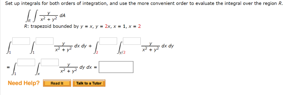 Solved Set up integrals for both orders of integration, and | Chegg.com
