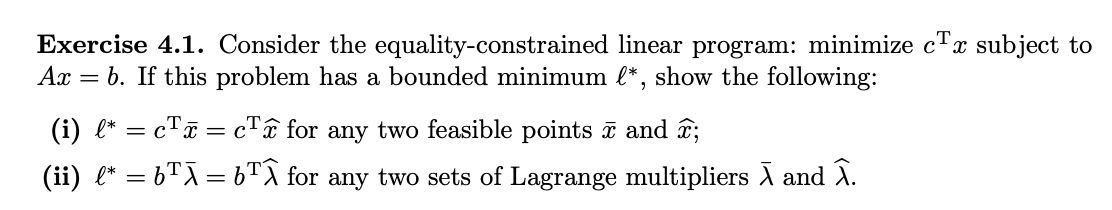 Solved Exercise 4.1. Consider the equality-constrained | Chegg.com