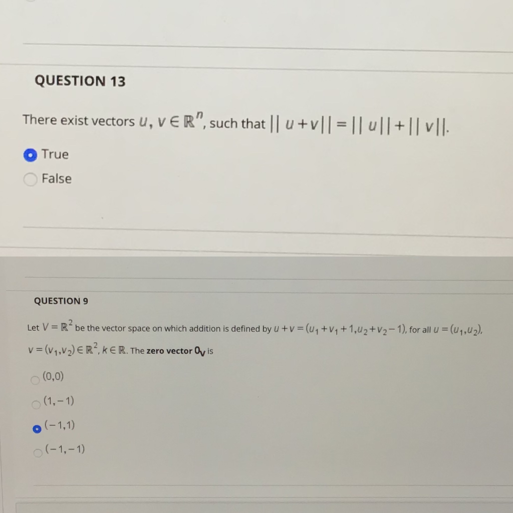 Solved QUESTION 13 There exist vectors U, VER", such that || | Chegg.com