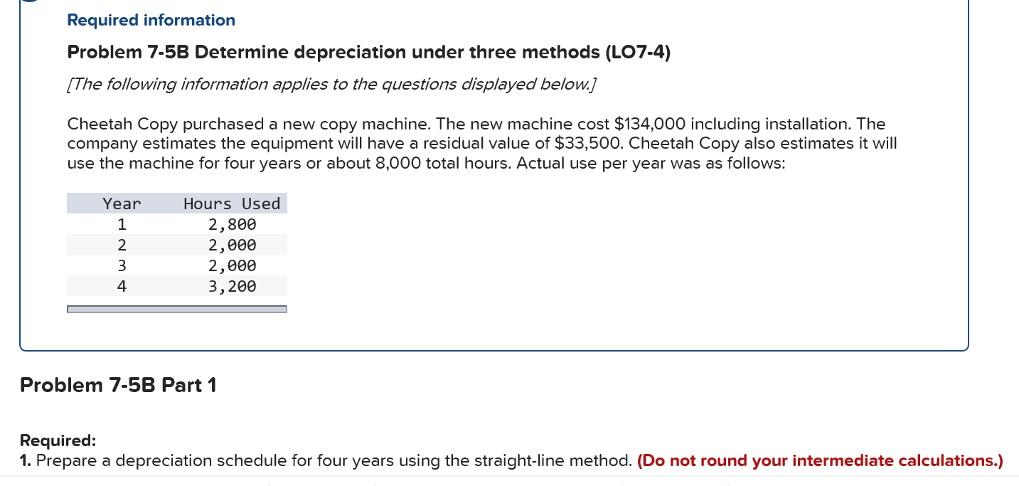 Solved Problem 7-5B Determine depreciation under three | Chegg.com