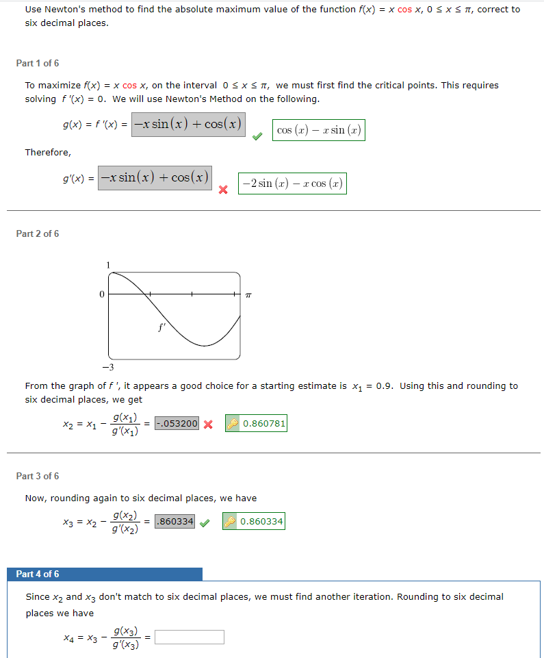 Solved Use Newton's method to find the absolute maximum | Chegg.com