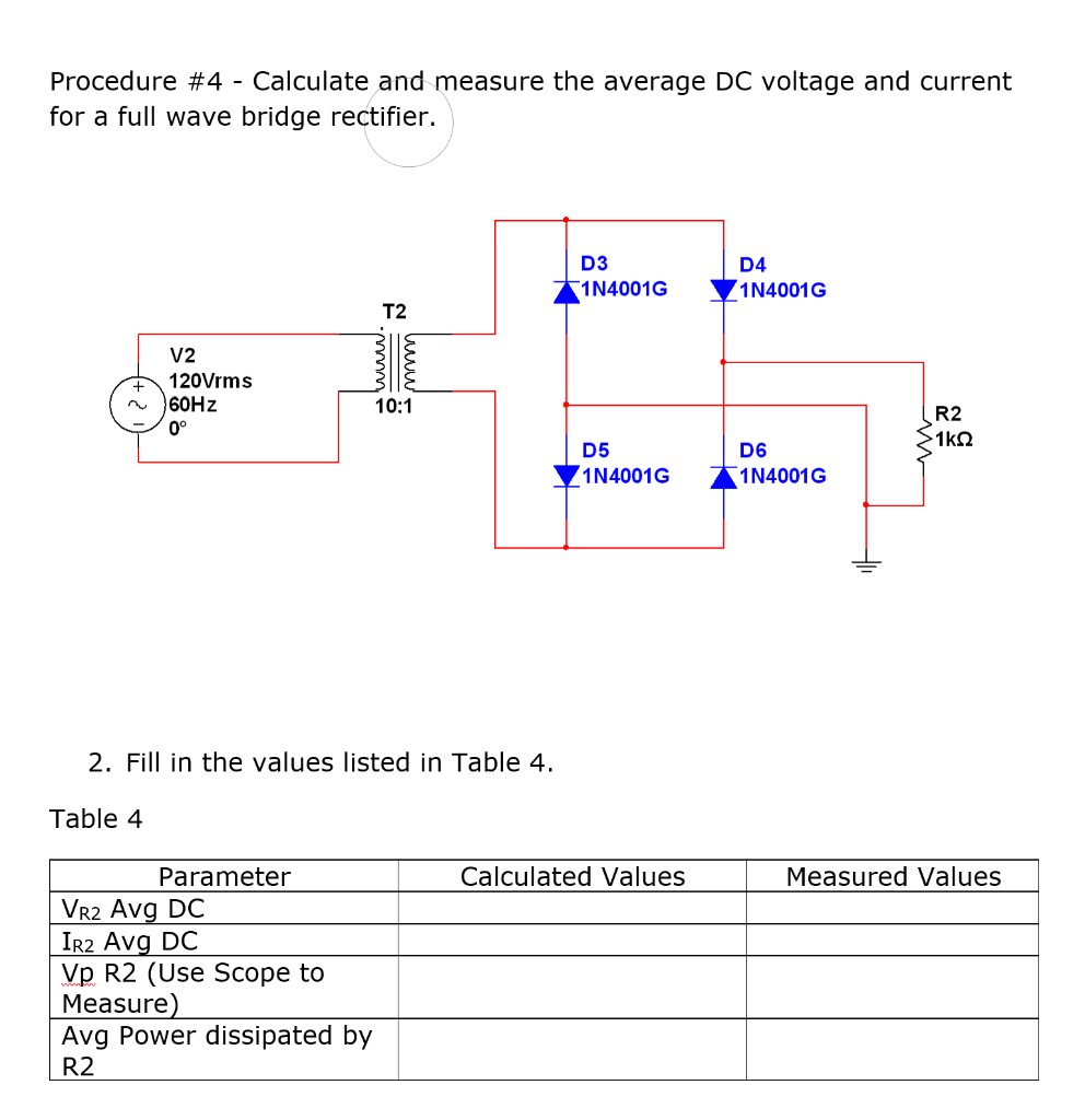 Solved Procedure #4-Calculate and measure the average DC | Chegg.com