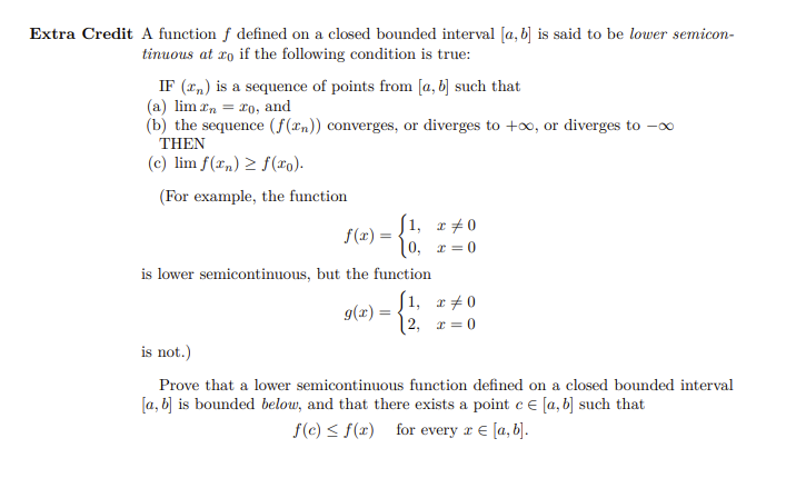 Solved a Credit A function f defined on a closed bounded | Chegg.com