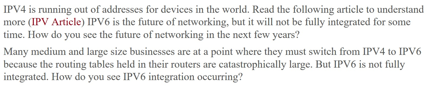Solved IPV4 is running out of addresses for devices in the | Chegg.com