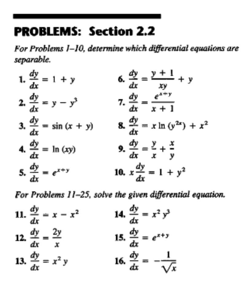 Solved For Problems 1-10, determine which differential | Chegg.com
