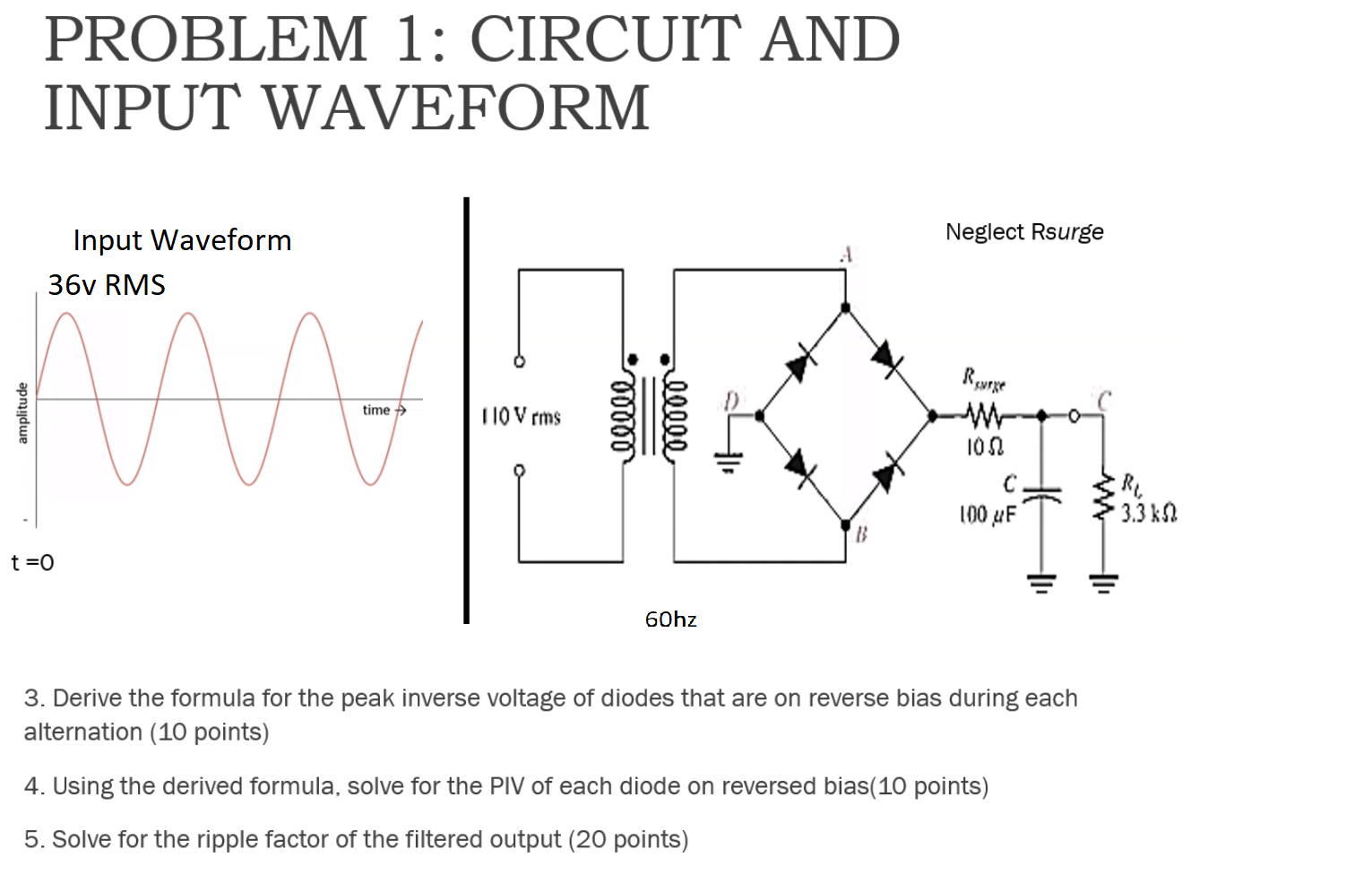 Solved PROBLEM 1: CIRCUIT AND INPUT WAVEFORM Input Waveform | Chegg.com