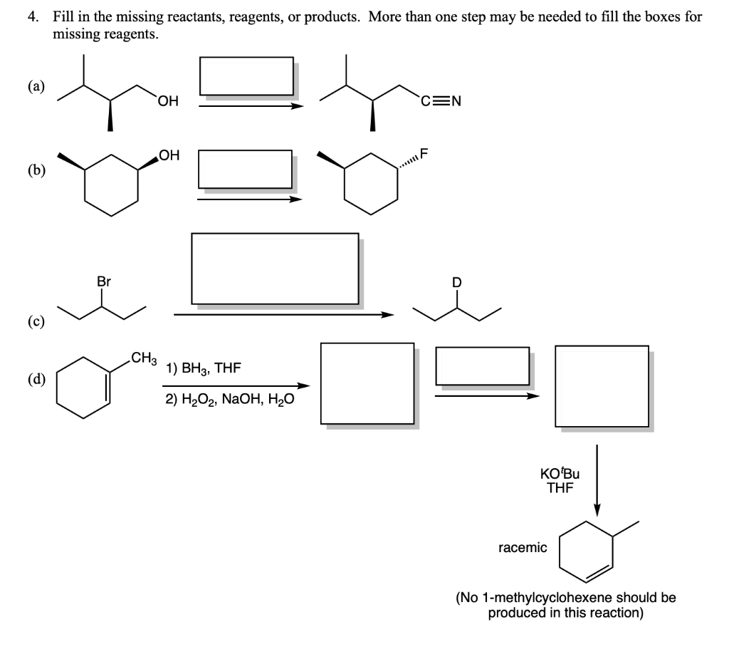 Solved 4. Fill in the missing reactants, reagents, or | Chegg.com