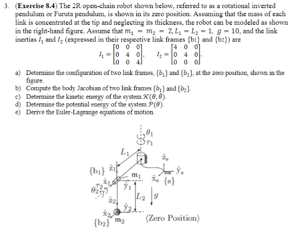 Solved (Exercise 8.4) The 2R open-chain robot shown below, | Chegg.com