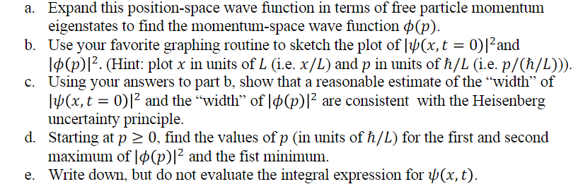 a. Expand this position-space wave function in terms | Chegg.com