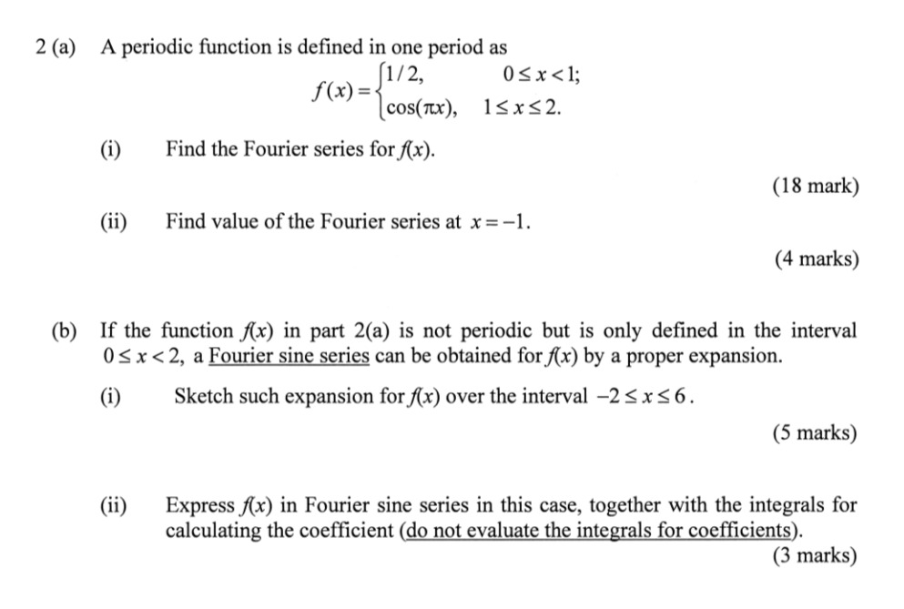 Solved 2 (a) ﻿A periodic function is defined in one period | Chegg.com
