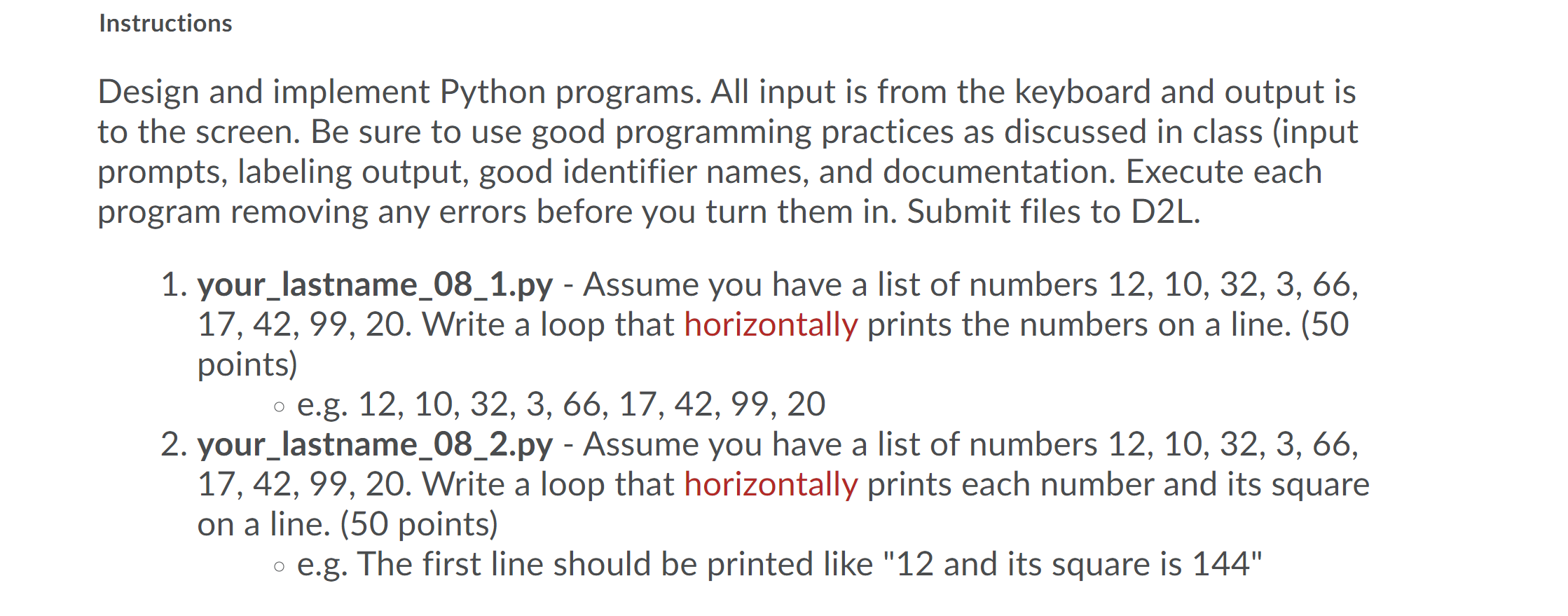 Solved Instructions Design and implement Python programs. | Chegg.com