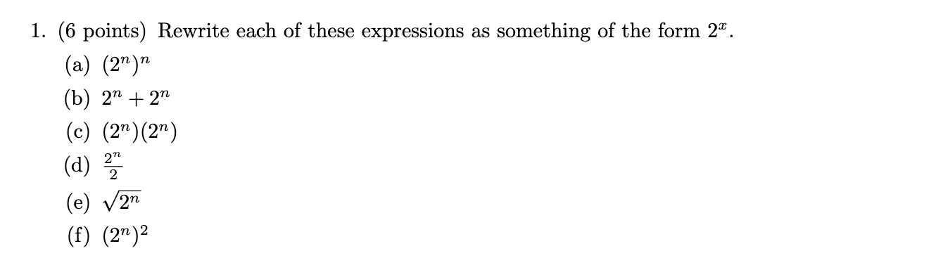 Solved (6 ﻿points) ﻿Rewrite each of these expressions as | Chegg.com