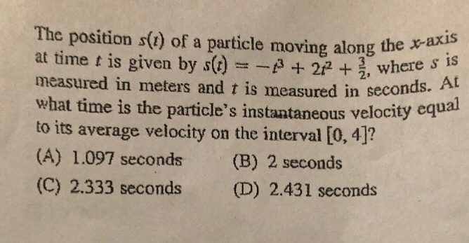 Solved The position s(t) of a particle moving along the xa | Chegg.com