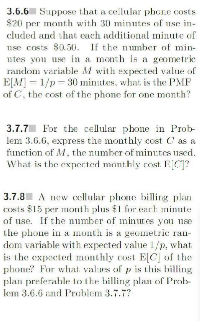 Solved 3.6.6 Suppose that a cellular phone costs $20 per | Chegg.com