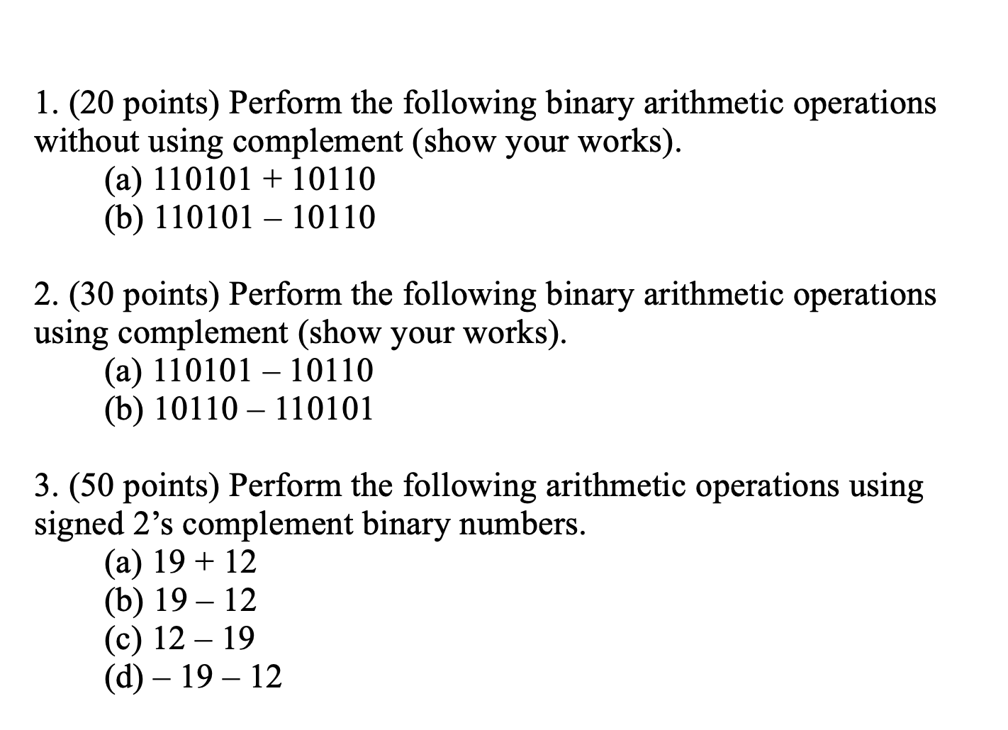 Solved do it in a piece of paper and circle the answers: (20 | Chegg.com