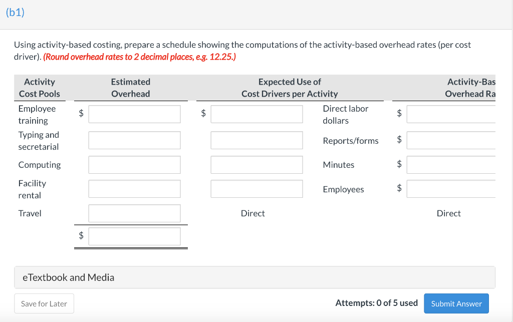 Solved (51) Using activity-based costing, prepare a schedule | Chegg.com