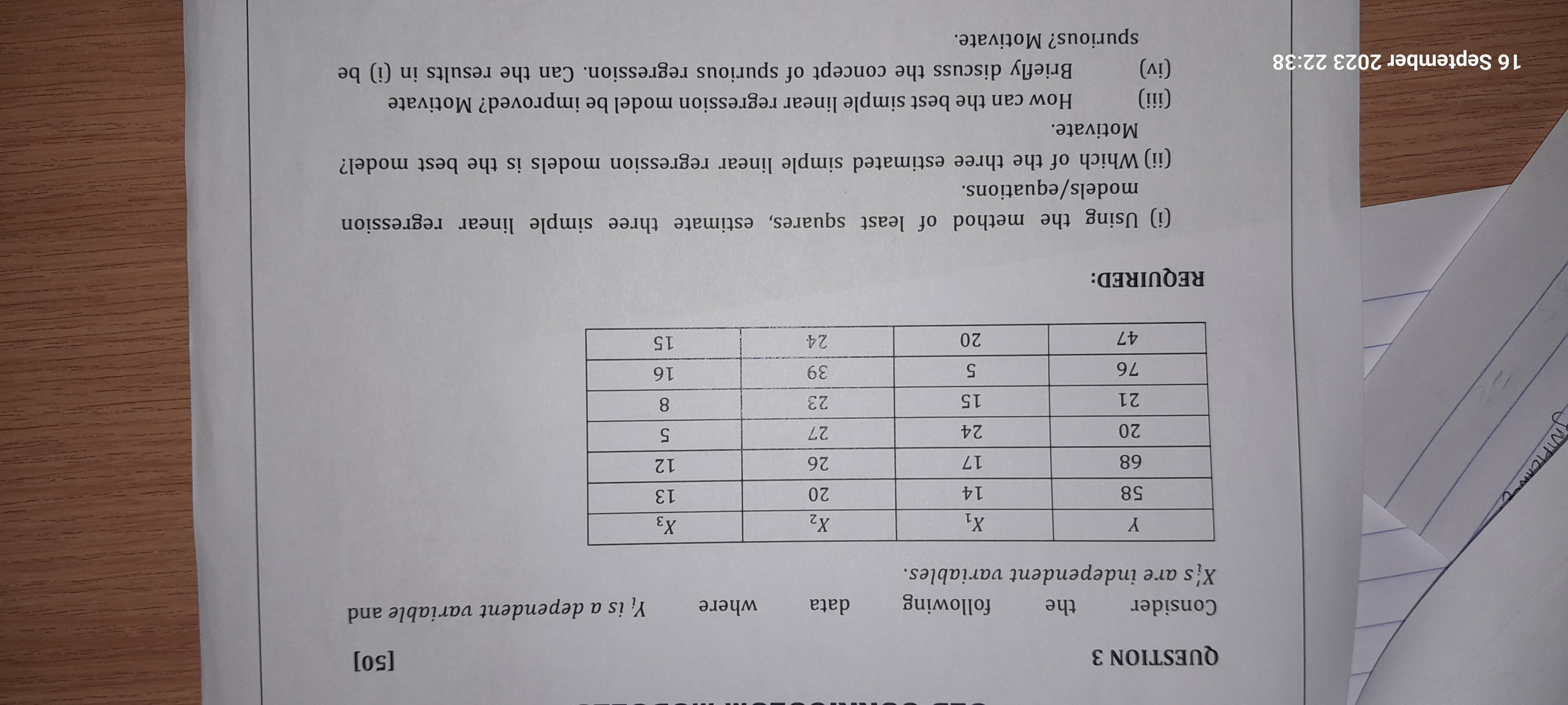 Solved Consider the following data where Yi is a dependent | Chegg.com